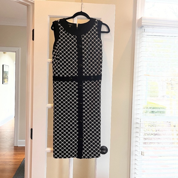 Talbots | Dresses | Talbots Black And White Sleeveless Dress 8 Womens ...